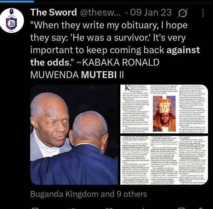 A Survivor Who Bounced Back: Celebrating 70 Years of Ssaabasajja Kabaka ...